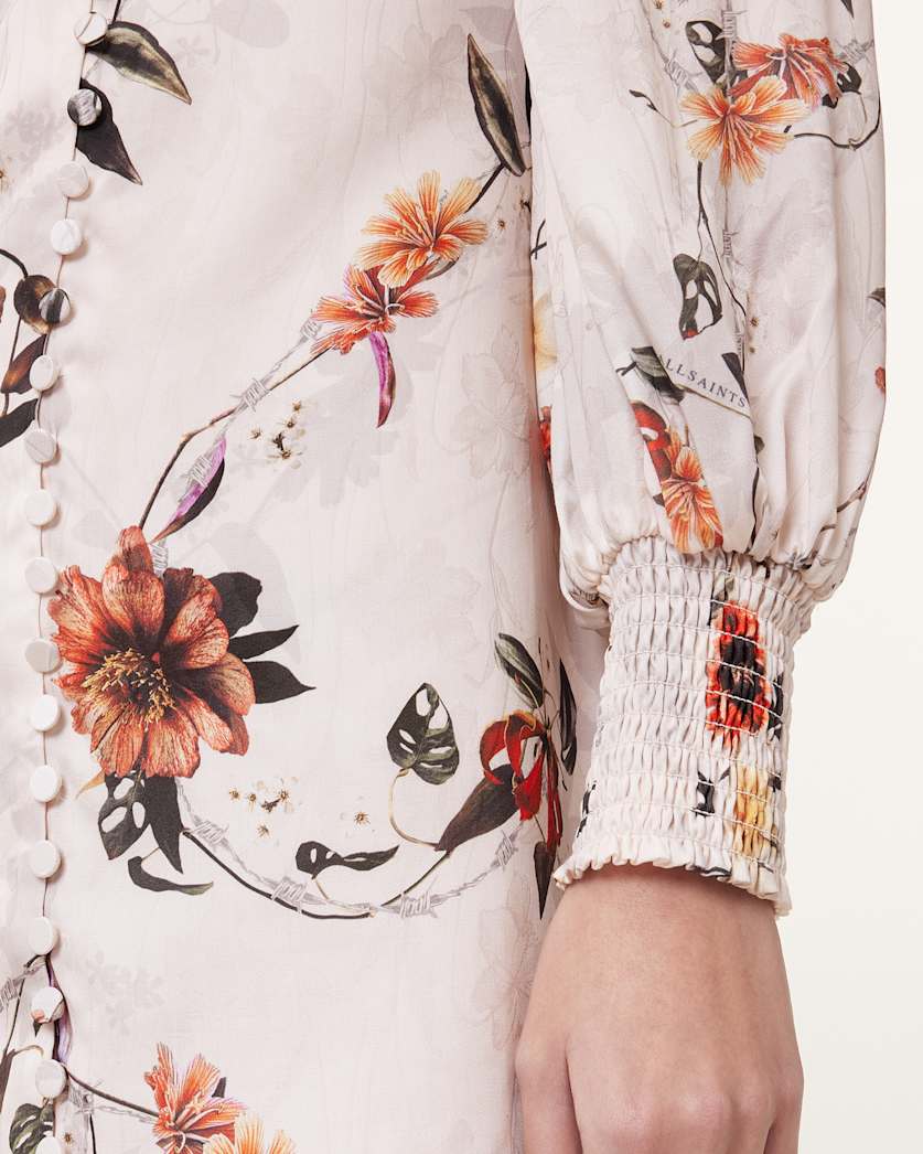 Auden Floral Mini Dress UNITY ECRU WHITE | ALLSAINTS